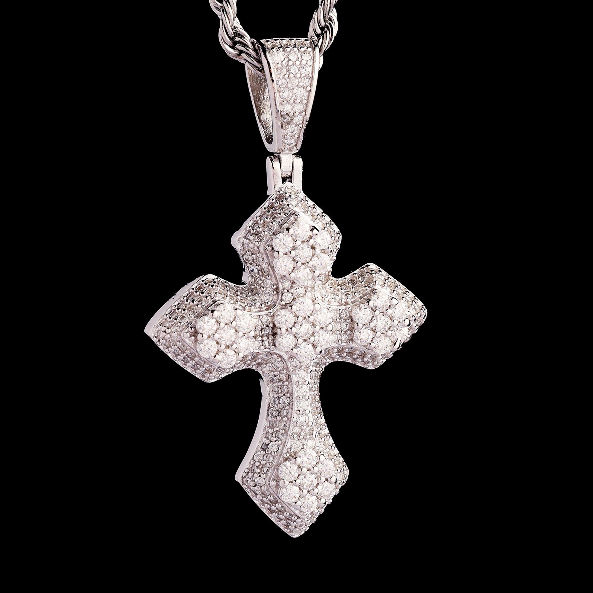 925 Silver Moissanite Cross Pendant White Gold – HeyIce