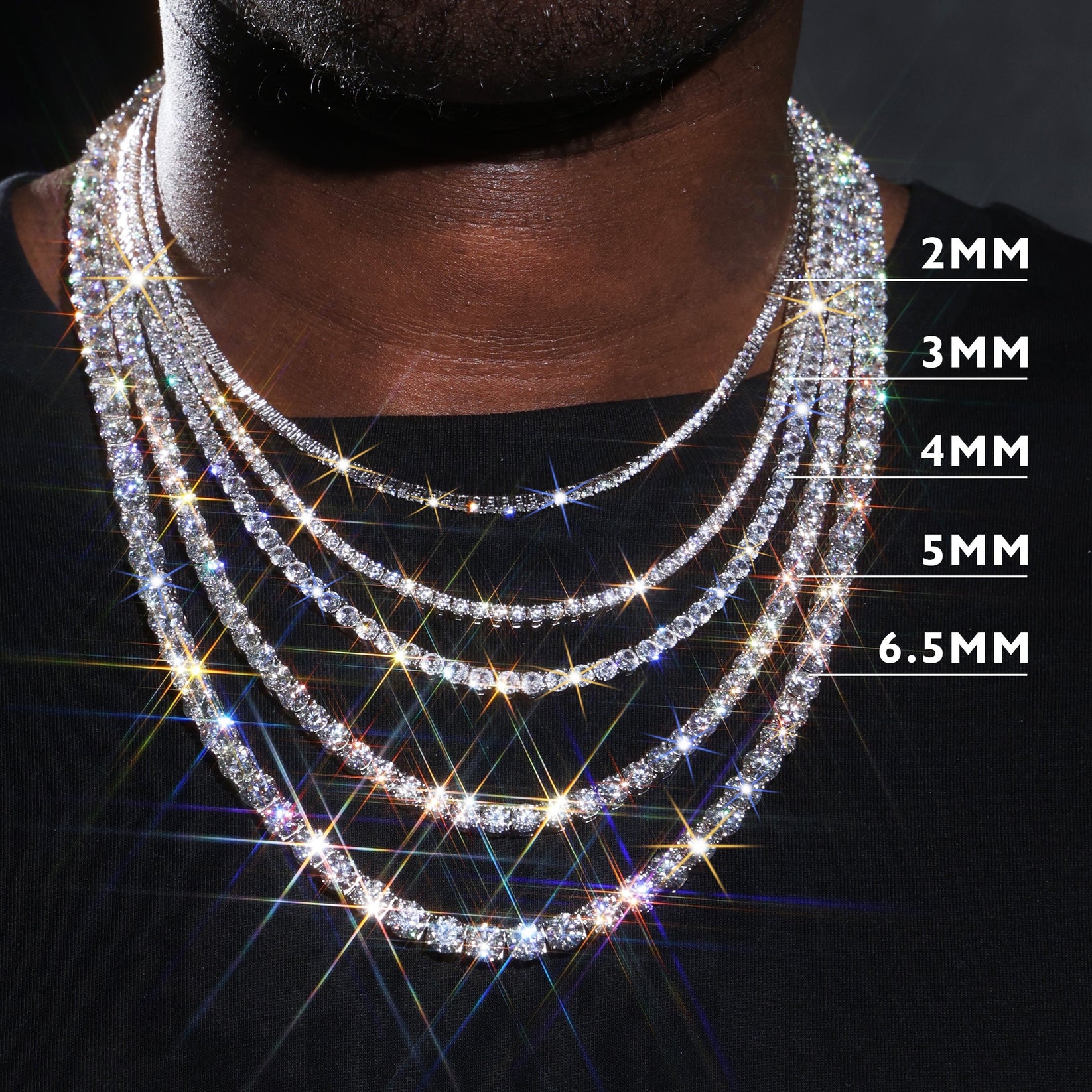 ALL SIZES 925 Sterling Silver Moissanite Tennis Chain – HeyIce