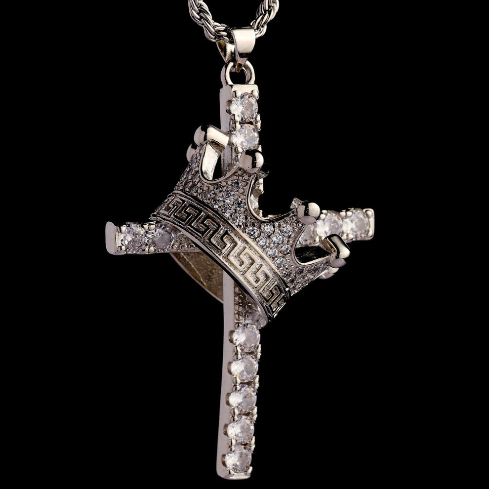 Diamond Cross King Crown Pendant – HeyIce
