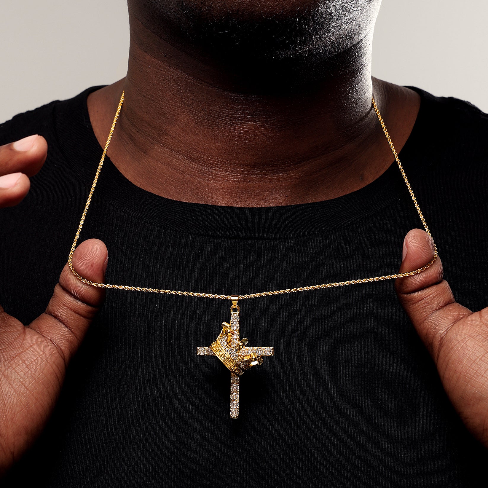 Diamond Cross King Crown Pendant – HeyIce