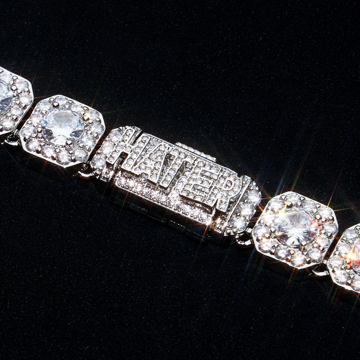 Custom 12MM Cluster Tennis Name Chain White Gold – HeyIce